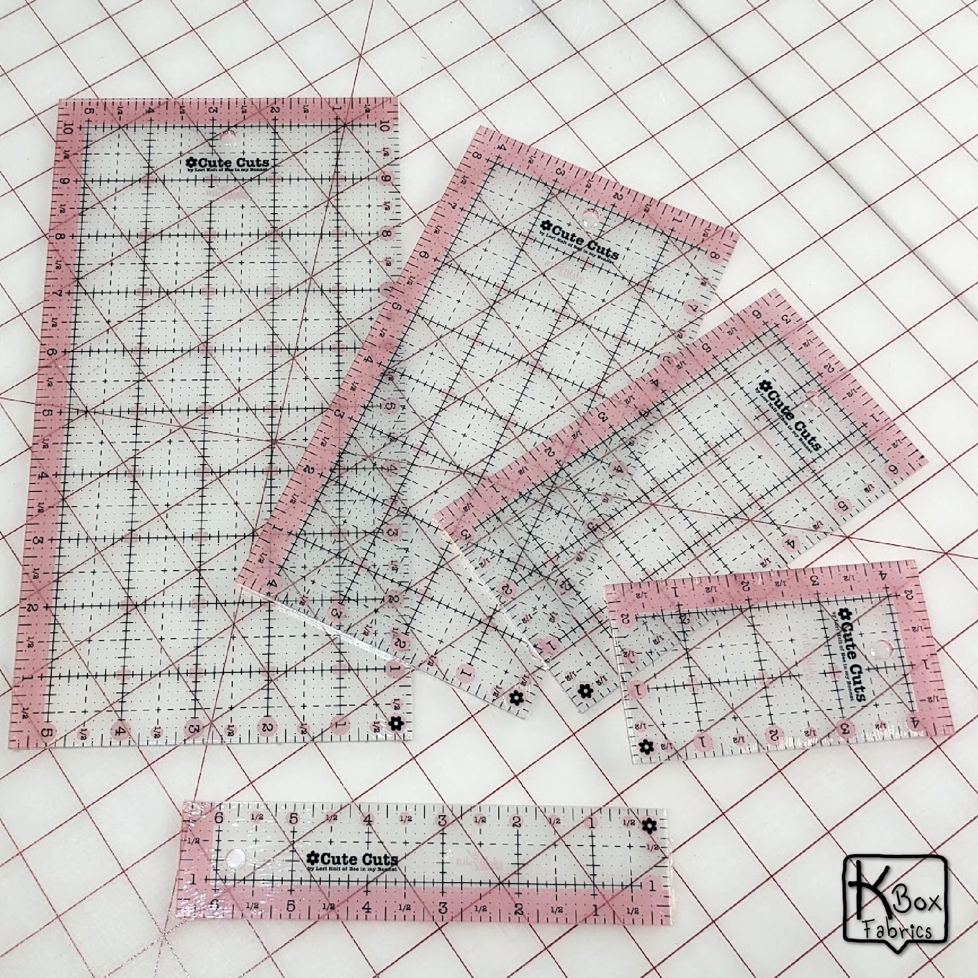 Quilting Ruler Rectangle Set Pink Cute Cuts Collection 5 Sizes of Non ...
