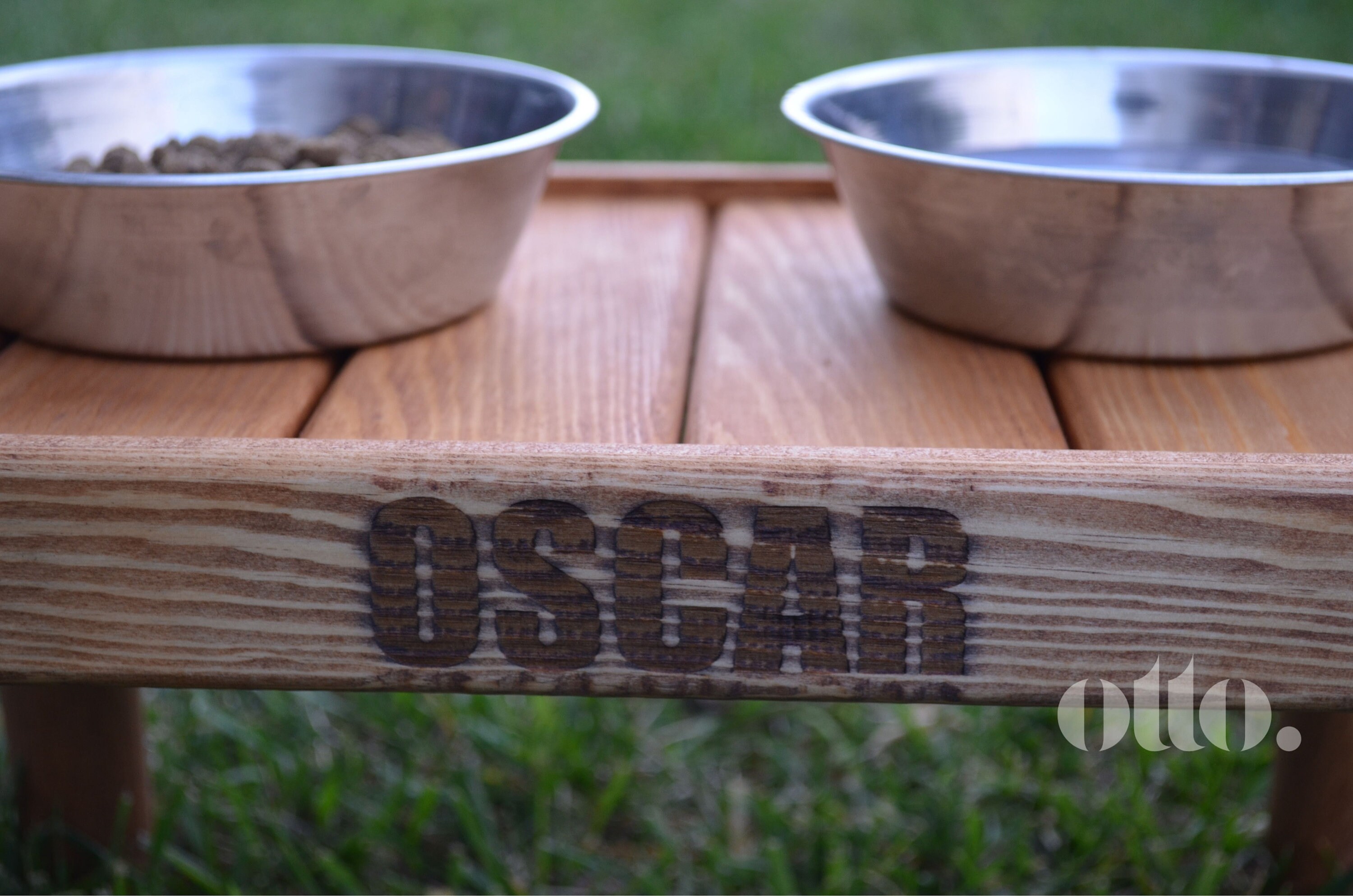 Personalized Wooden Dog Bowl Stand, Modern Dog Food Stand, Large Dog ...