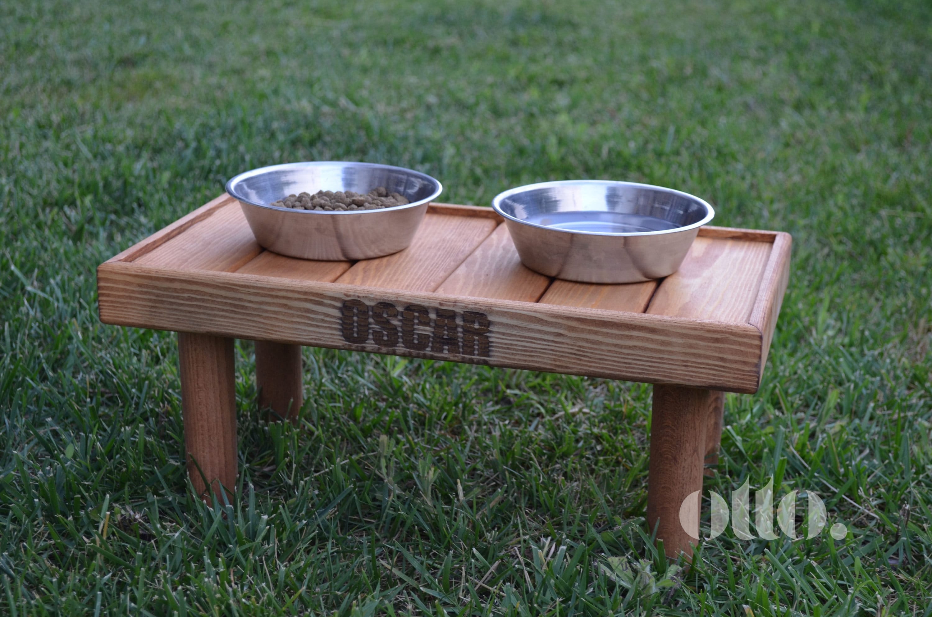 Personalized Wooden Dog Bowl Stand, Modern Dog Food Stand, Large Dog ...