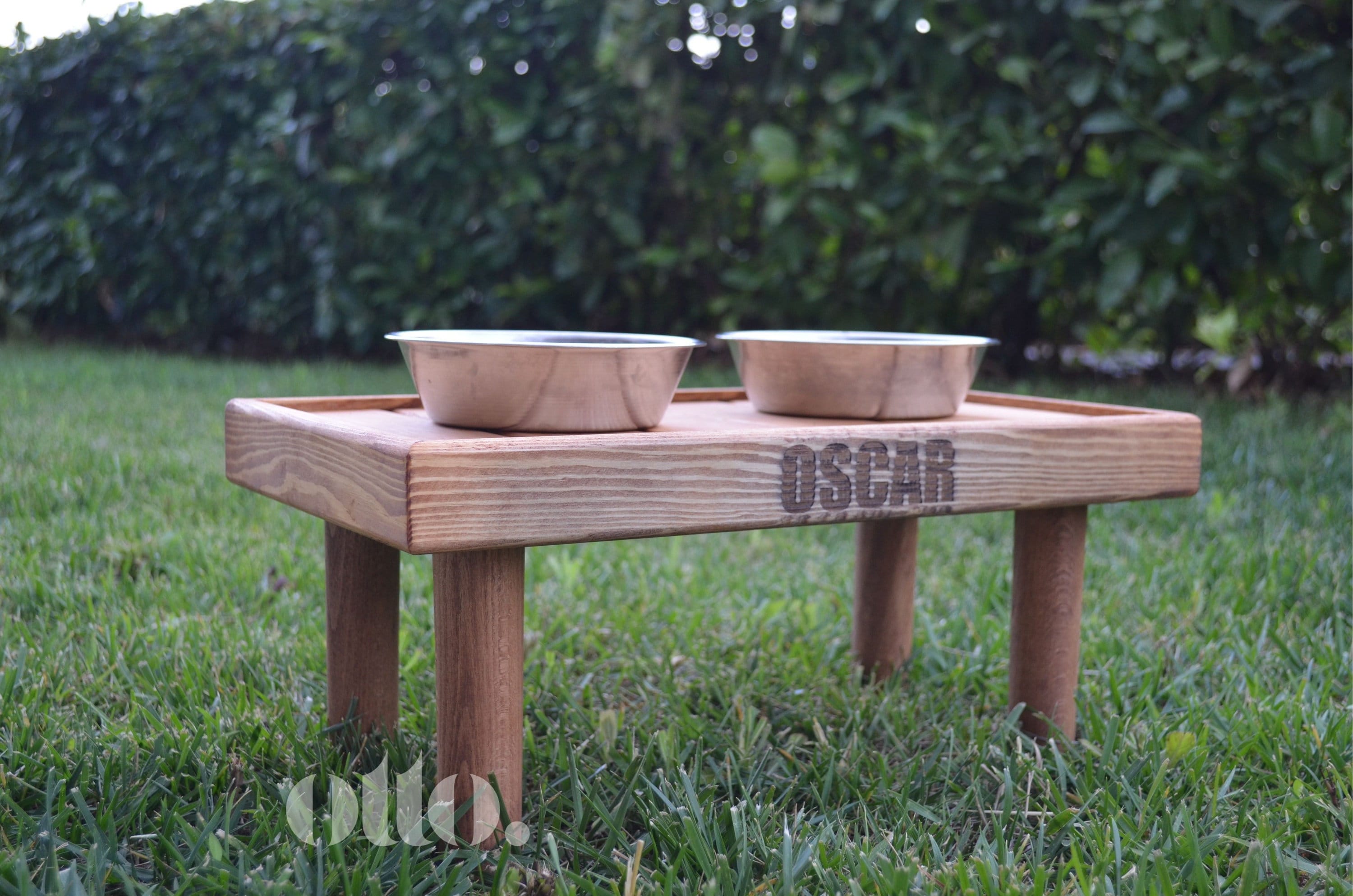 Personalized Wooden Dog Bowl Stand, Modern Dog Food Stand, Large Dog ...