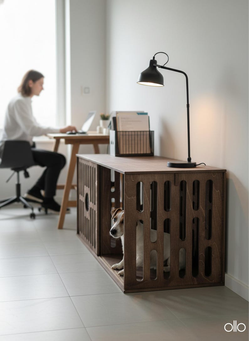 Modern Wood Dog Crate, Indoor Kennel Furniture - Etsy