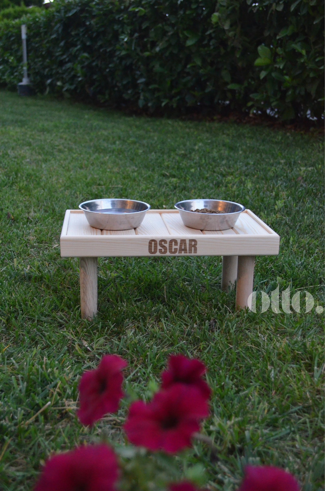 Personalized Wooden Dog Food Stand, Modern Dog Food Stand, Large Dog ...
