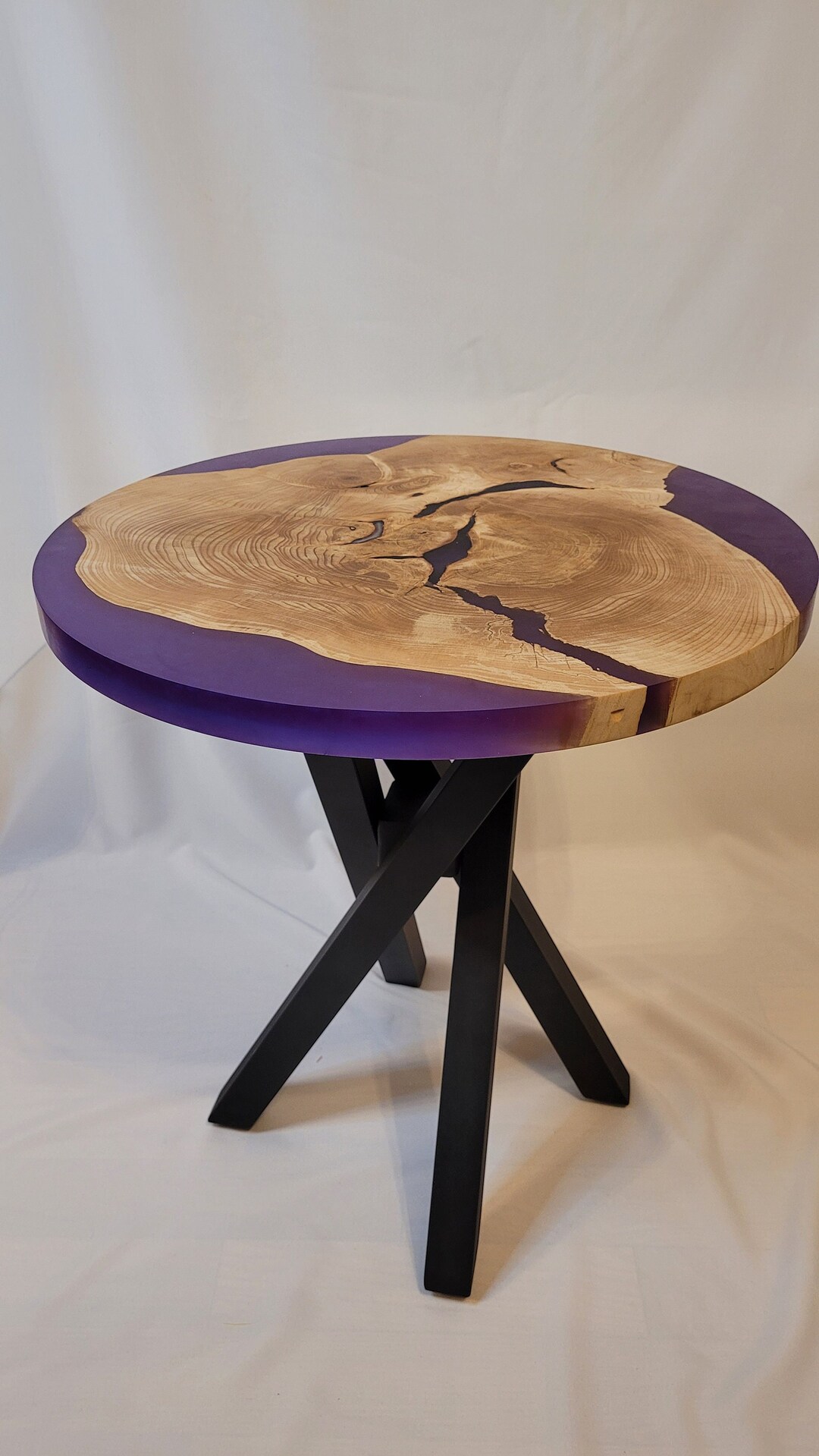 Round Purple Epoxy End Table - Etsy