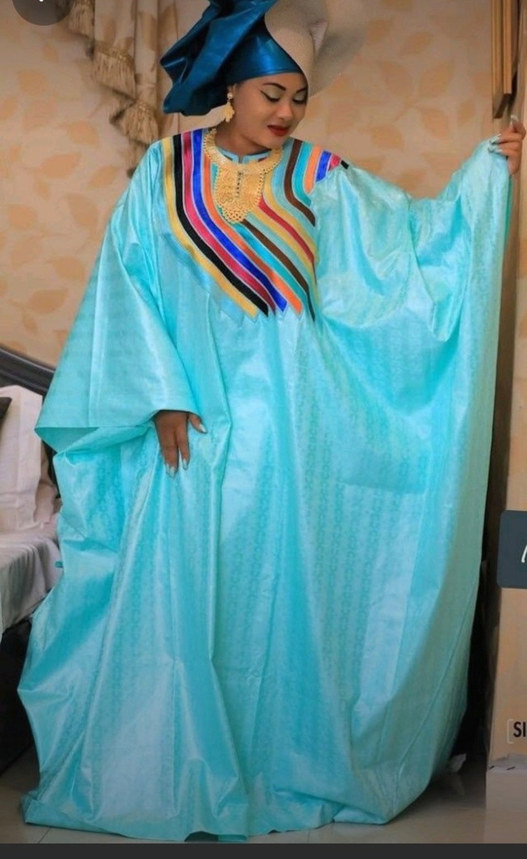 Traditional Bazin Boubou With Embroidery, Boubou Kaftan, Bazin Boubou ...