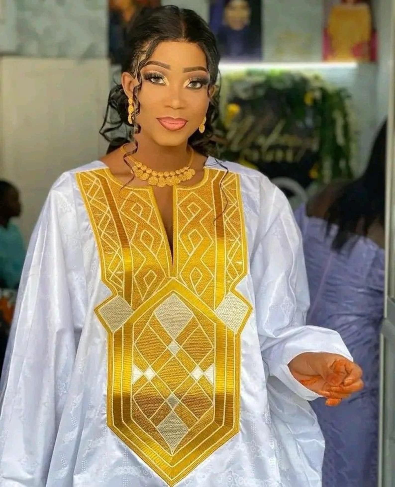 Traditional Bazin Boubou With Embroidery, Boubou Kaftan, Bazin Boubou ...