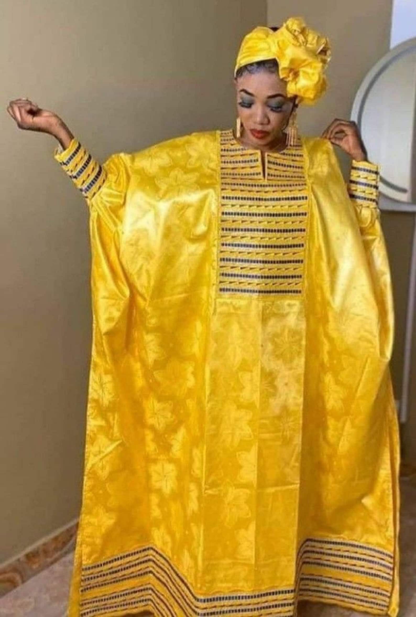 Traditional Bazin Boubou With Embroidery, Boubou Kaftan, Bazin Boubou ...