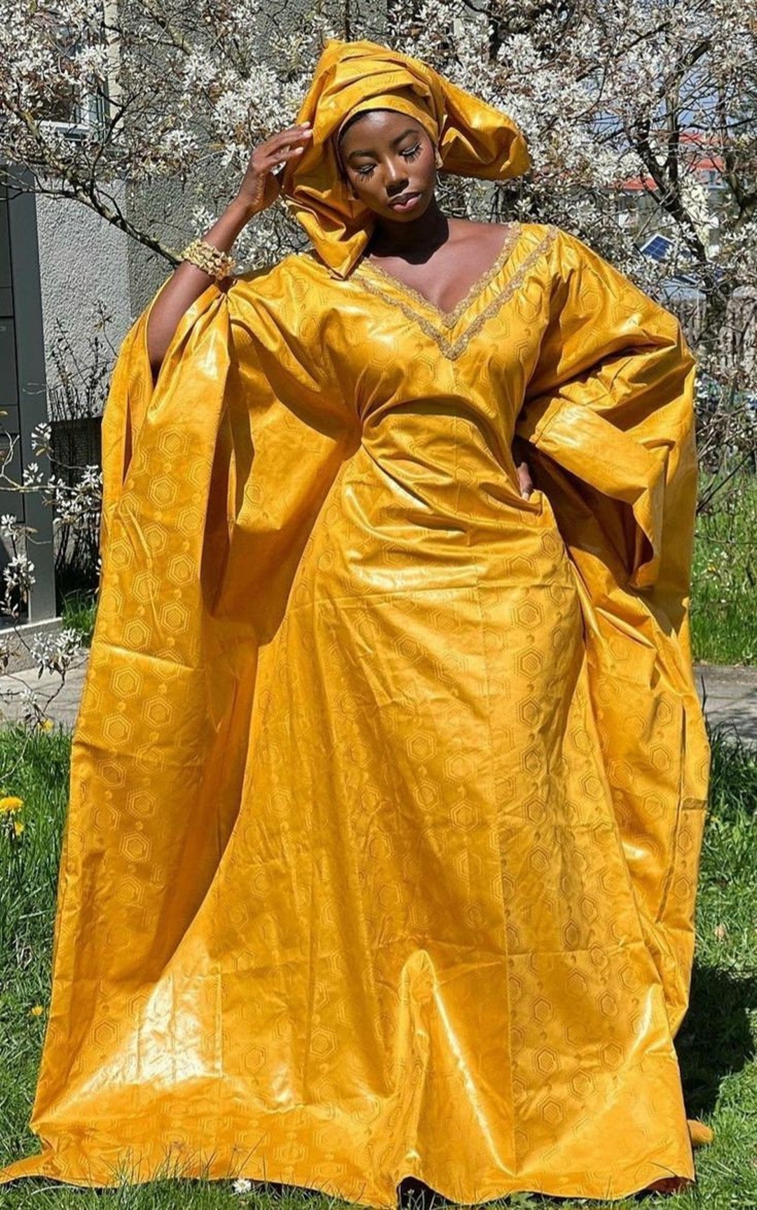 Traditional Bazin Boubou With Embroidery, Boubou Kaftan, Bazin Boubou ...