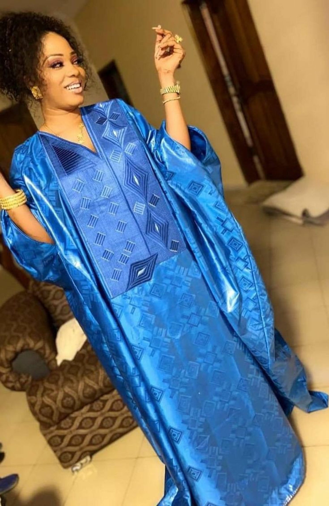 Traditional Bazin Boubou With Embroidery, Boubou Kaftan, Bazin Boubou ...