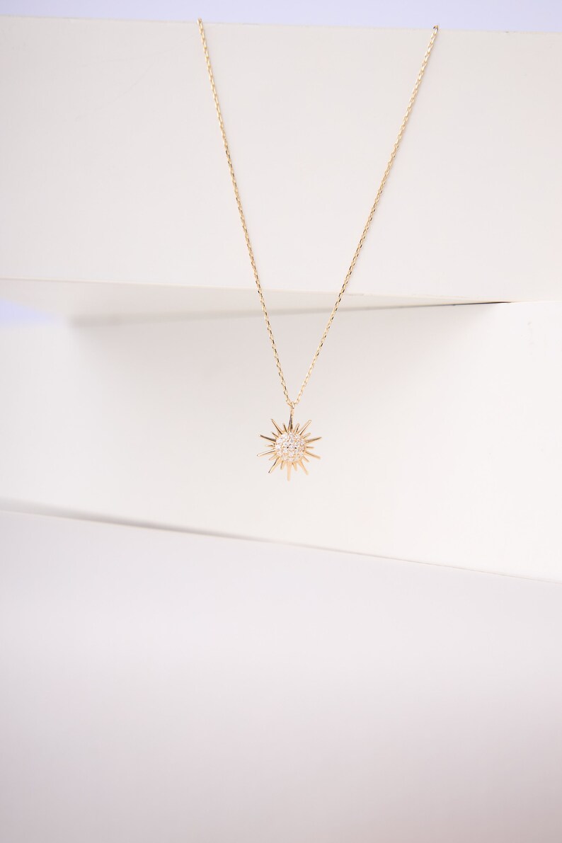 14K Gold Opal Sun Necklace, Sunshine Necklace, Gift for Women, Sunburst ...