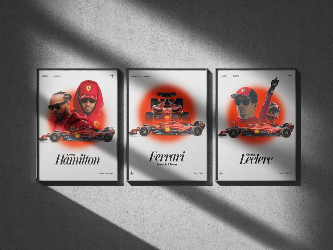 Set of 3 Modern Ferrari F1 Poster INSTANT DOWNLOADS | Ferrari Poster ...