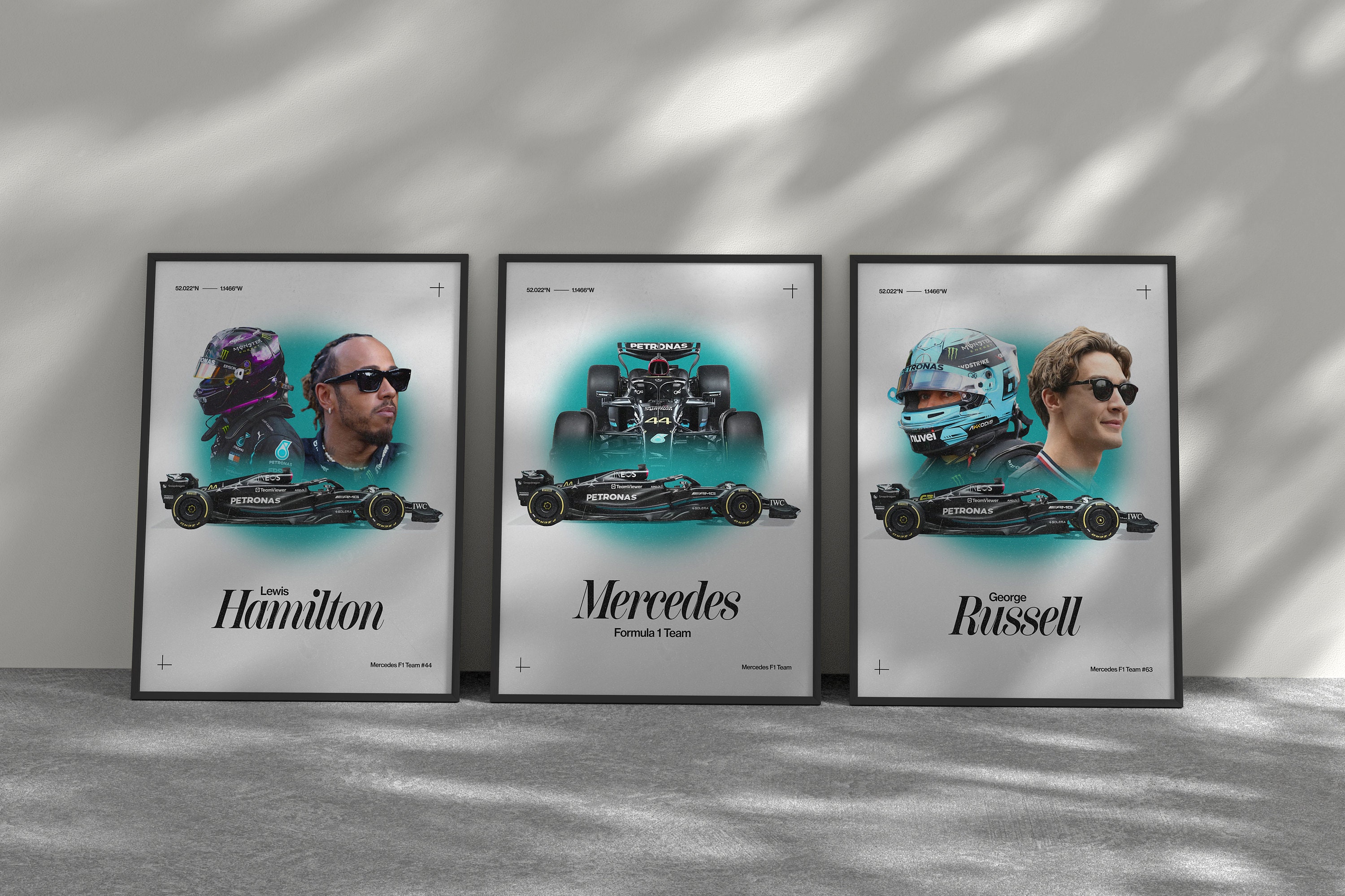Set of 3 Modern Mercedes F1 Poster INSTANT DOWNLOADS | Mercedes Poster ...