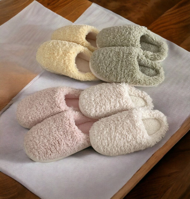 Womens Fluffy Indoor Slippers Non Skid Slippers Gifts for - Etsy