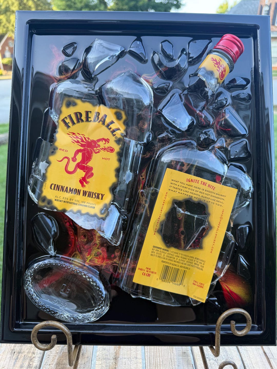 Broken Fireball Bottle Art – Resin Flames Background • Handmade ...