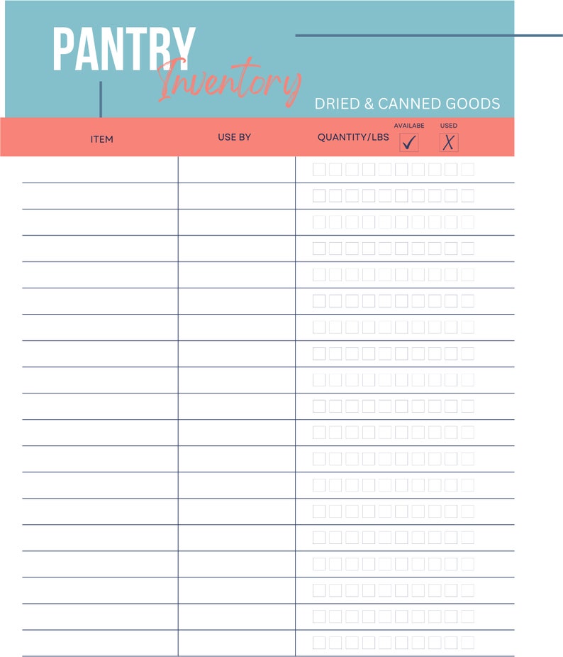 PRINTABLE Freezer and Pantry Inventory Trackers PDF - Etsy