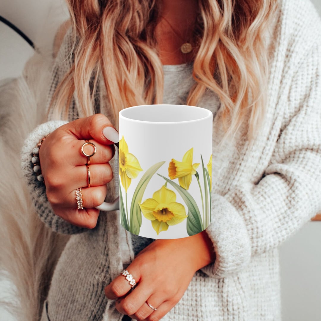 4 D, Daffodil March Birthday Month Flower Mug, Flower Month Mug ...
