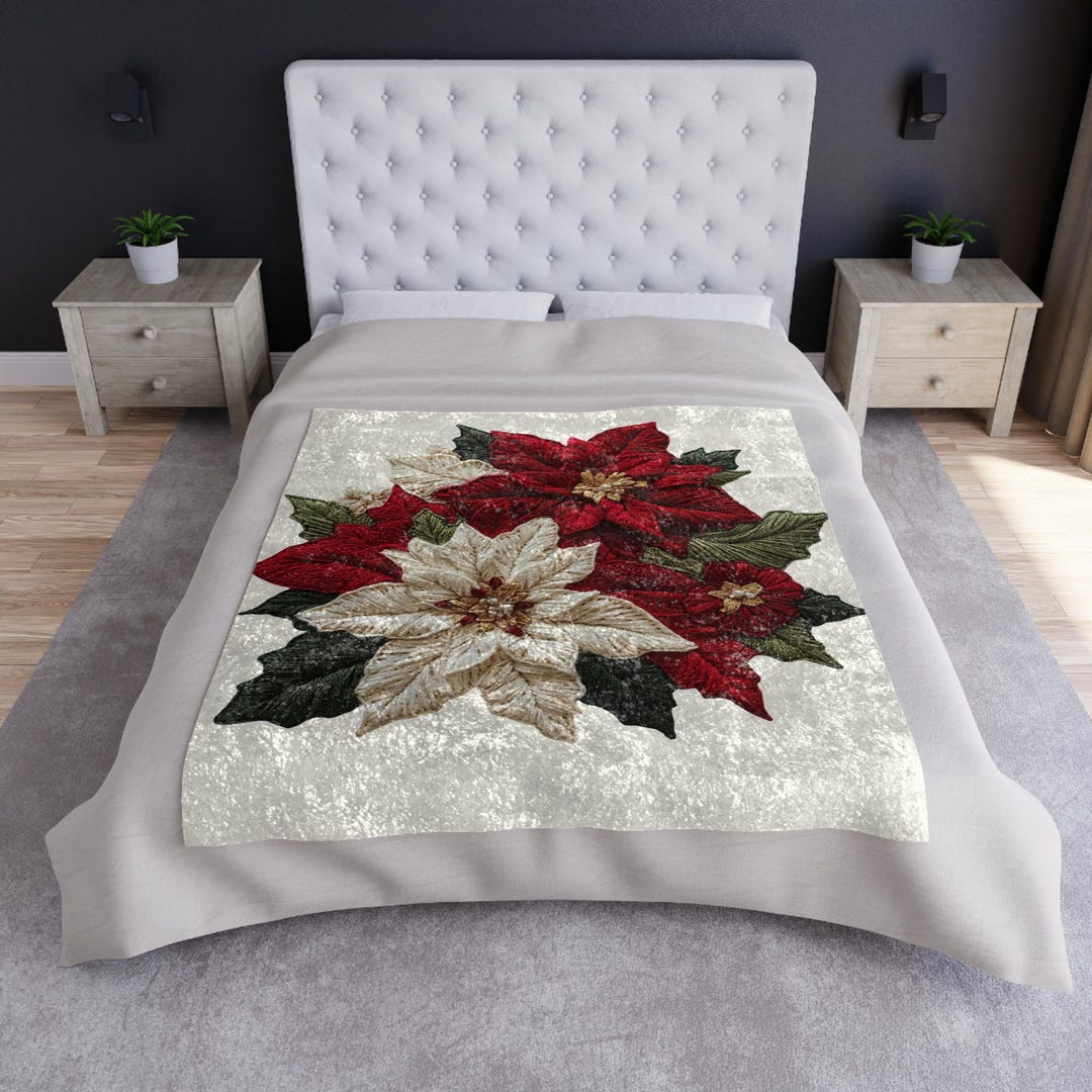 Luxe Velvet Throw Blanket: 3D Embroidered Floral Boho Sofa Throw - Etsy