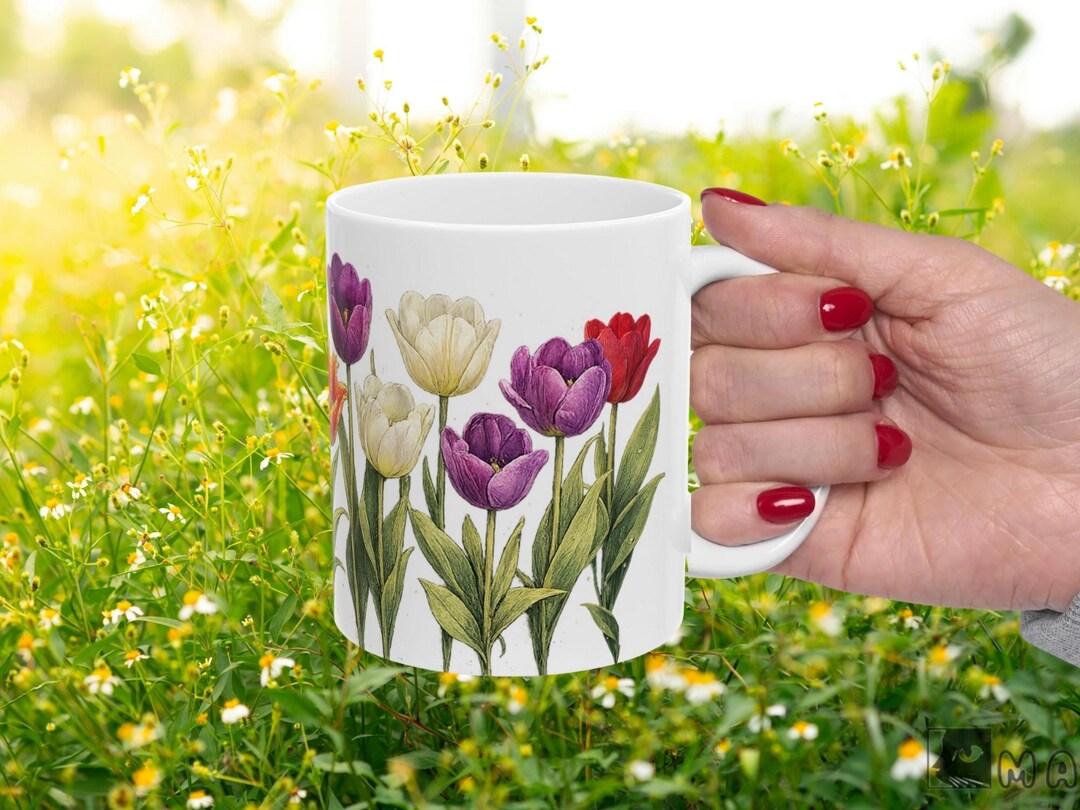 Colorful Tulips Watercolor Mug | Spring Floral Coffee Mug | Gift for ...