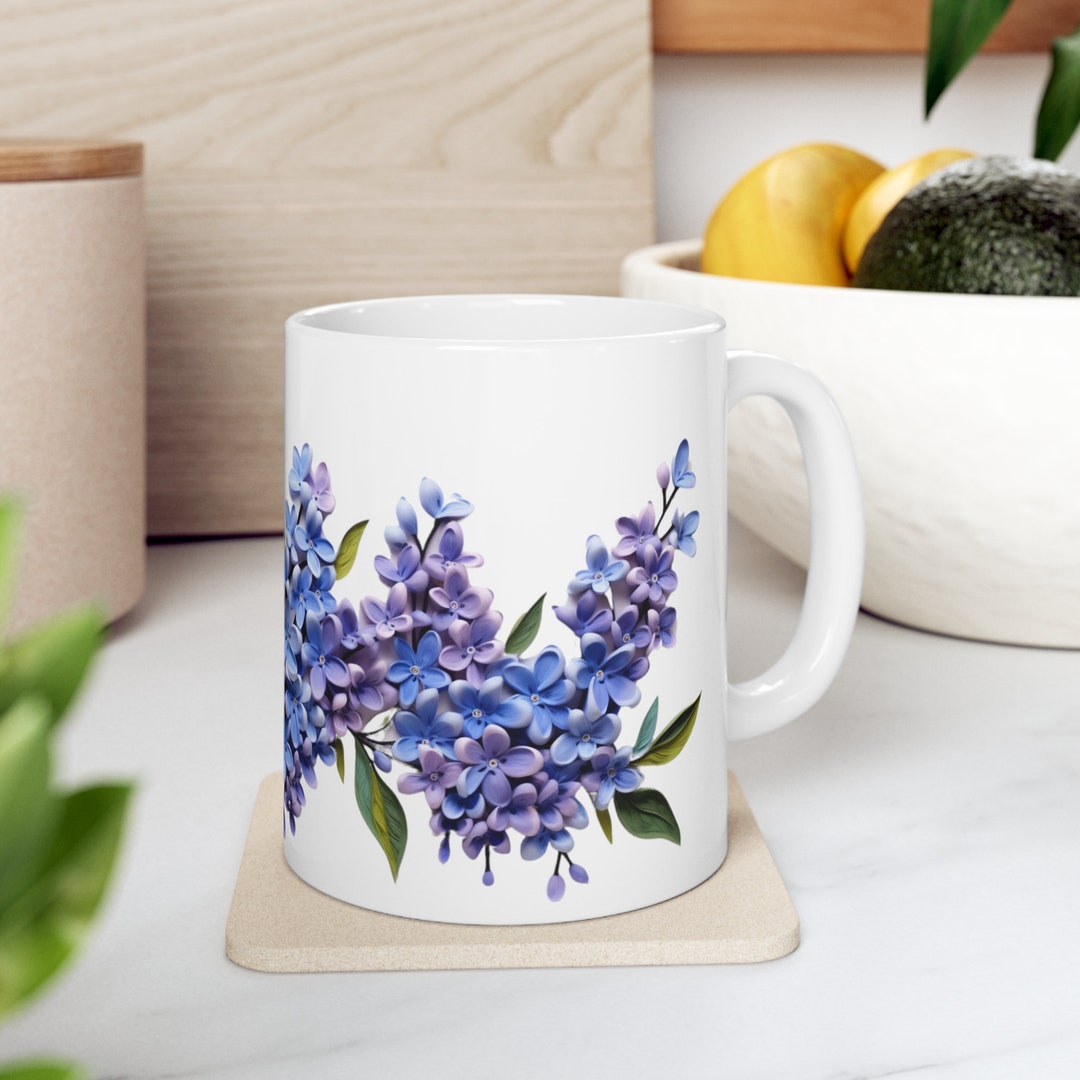 Blue-purple Lilac Mug, May Birthday Gift,boho Cioffee Cup ...