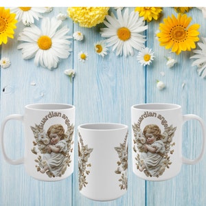 Christian Ceramic Mug 3D Guardian Angel,divine Protection and Elegance ...