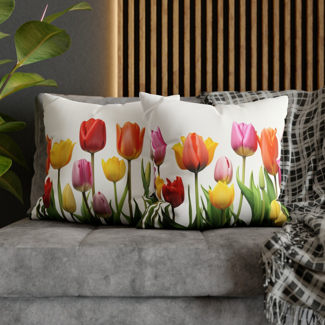 Tulips Pillow Cover, Floral Pillow Cover, Farmhouse Decor, Mother's Day Gift, Tulips Pillow ...