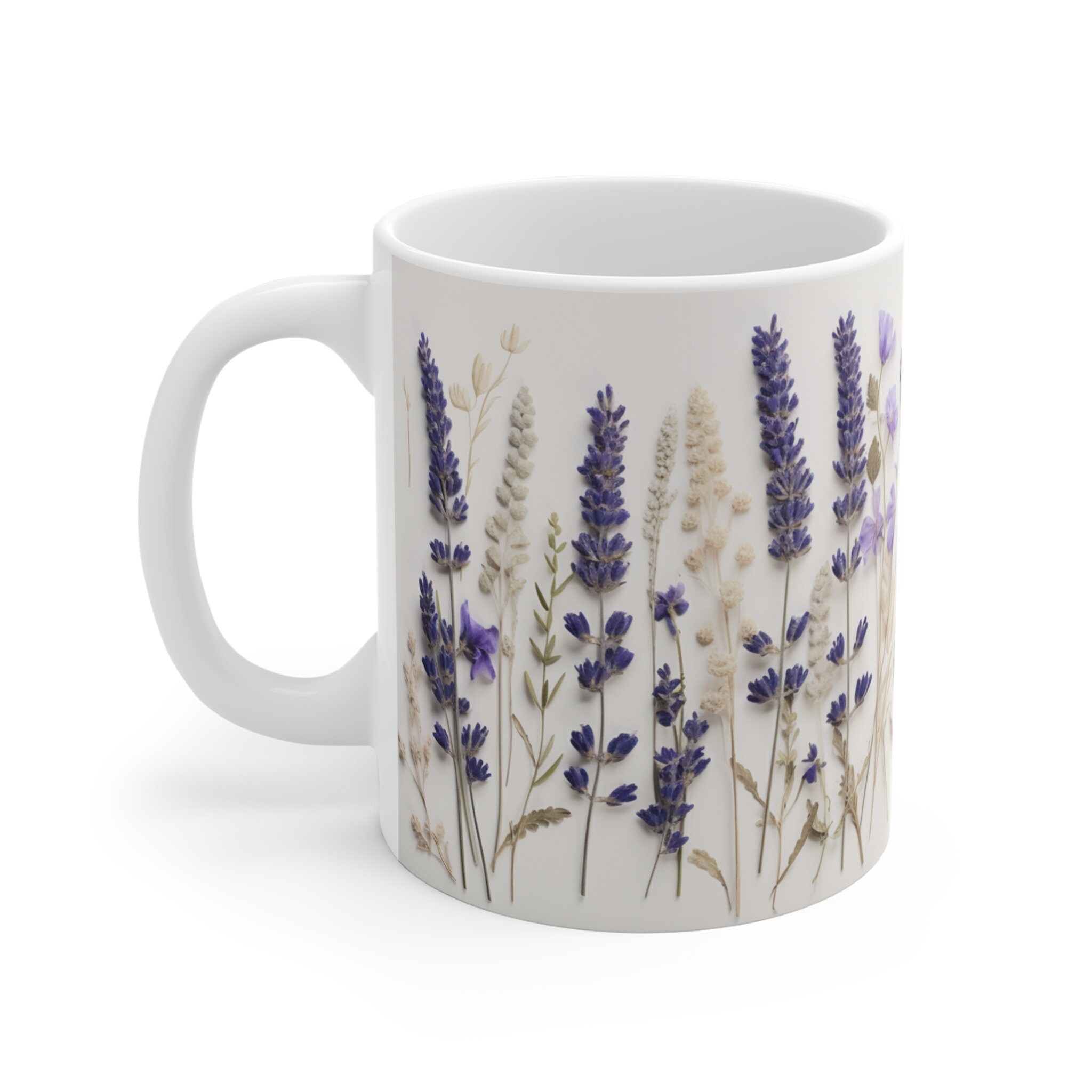 Pressed Flowers Mug, Boho Wildflowers Cottagecore Coffee Mug, Flower ...