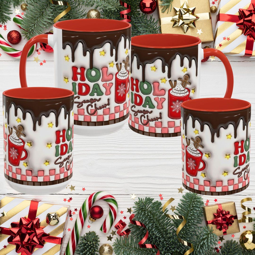 3D Christmas Hot Cocoa Inflated Mug, Holiday Seasons Mug , 3D Puffy ...