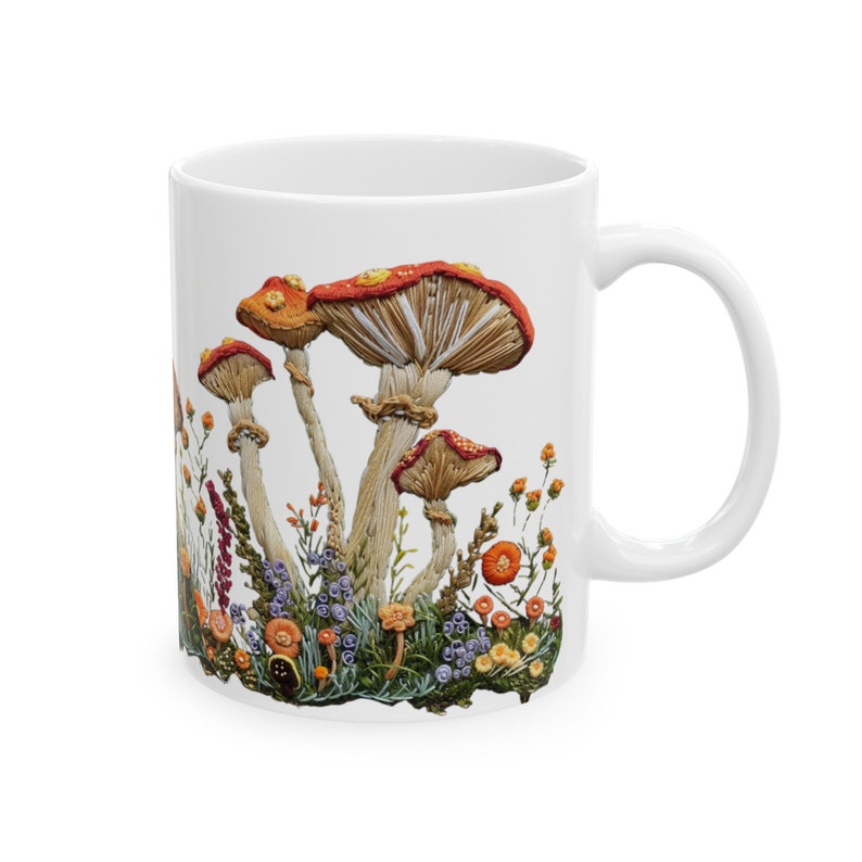 Toadstool Mushroom Coffee Mug: 3D Faux Embroidery Cottagecore Design - Etsy