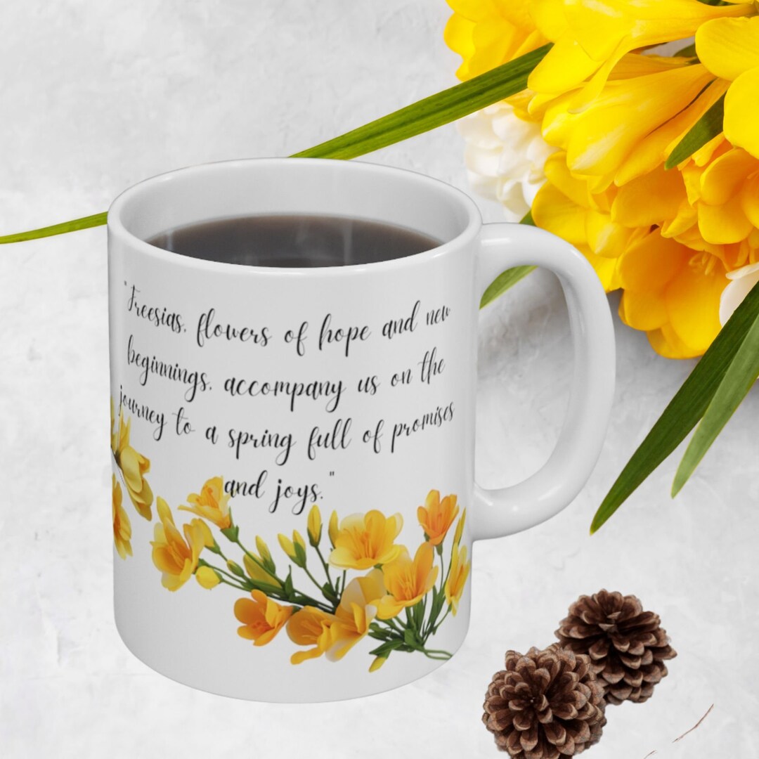March Birthday Month Flower Mug, 4 D Flower Month Mug,freesias Mug ...