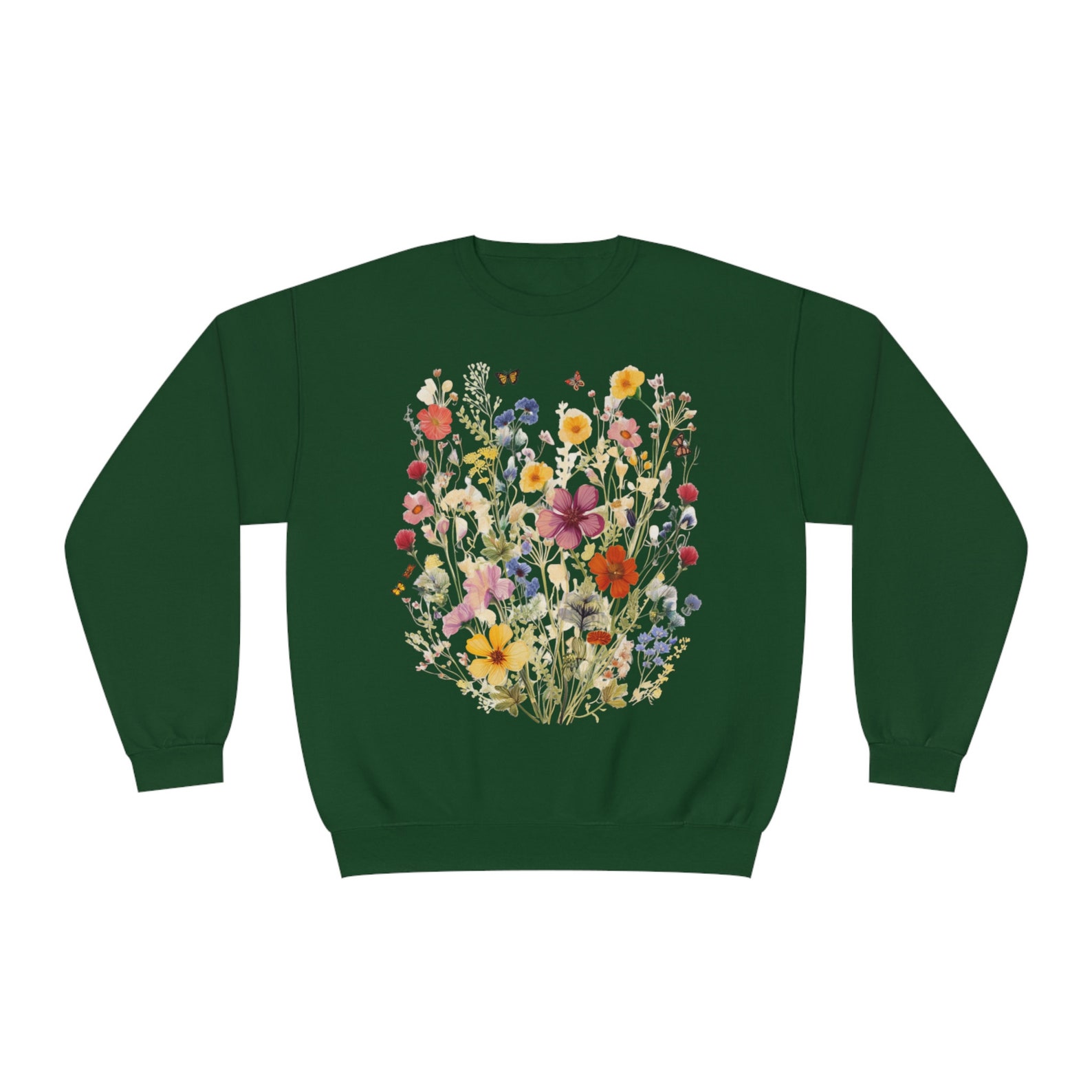 Vintage Pressed Flowers Sweatshirt, Boho Cottagecore Sweater, Pastel ...