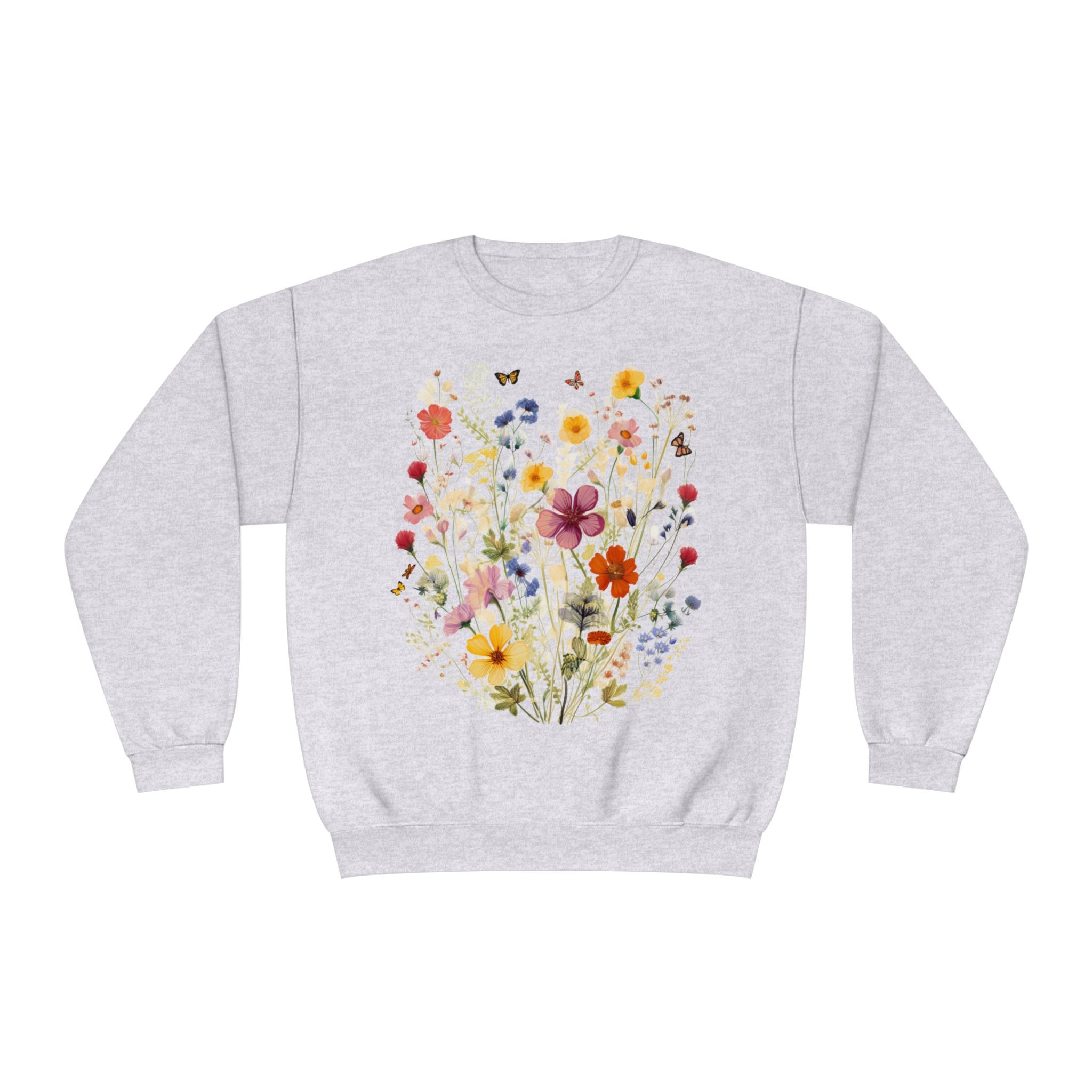 Vintage Pressed Flowers Sweatshirt, Boho Cottagecore Sweater, Pastel ...