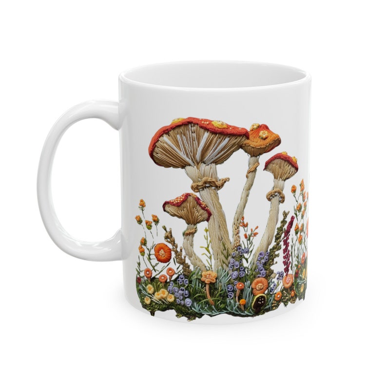 Toadstool Mushroom Coffee Mug: 3D Faux Embroidery Cottagecore Design - Etsy