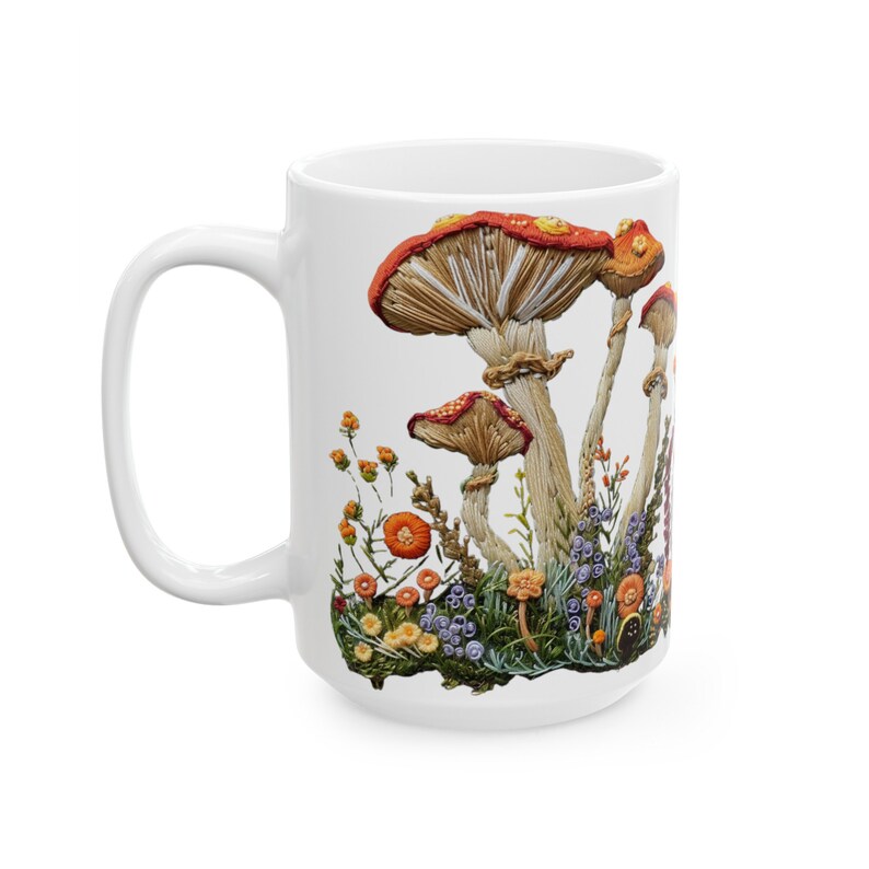 Toadstool Mushroom Coffee Mug: 3D Faux Embroidery Cottagecore Design - Etsy