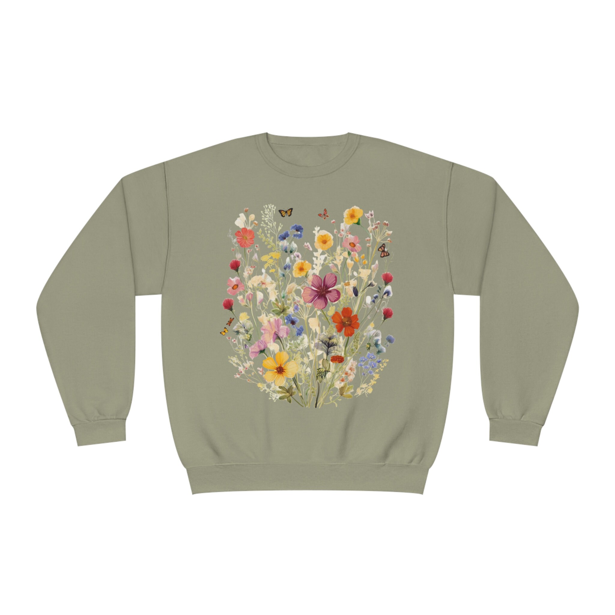 Vintage Pressed Flowers Sweatshirt, Boho Cottagecore Sweater, Pastel ...