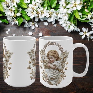 Christian Ceramic Mug 3D Guardian Angel,divine Protection and Elegance ...