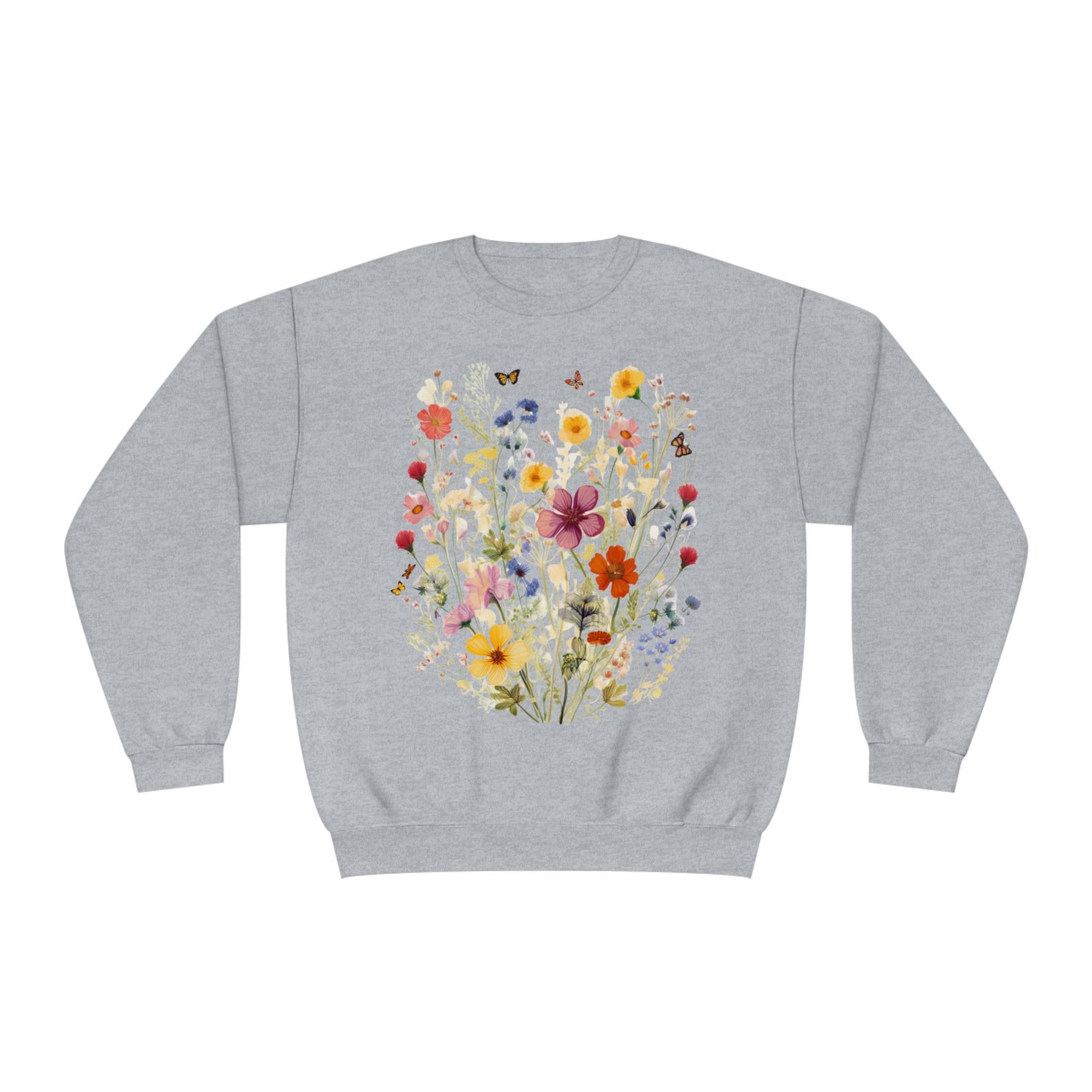 Vintage Pressed Flowers Sweatshirt, Boho Cottagecore Sweater, Pastel ...