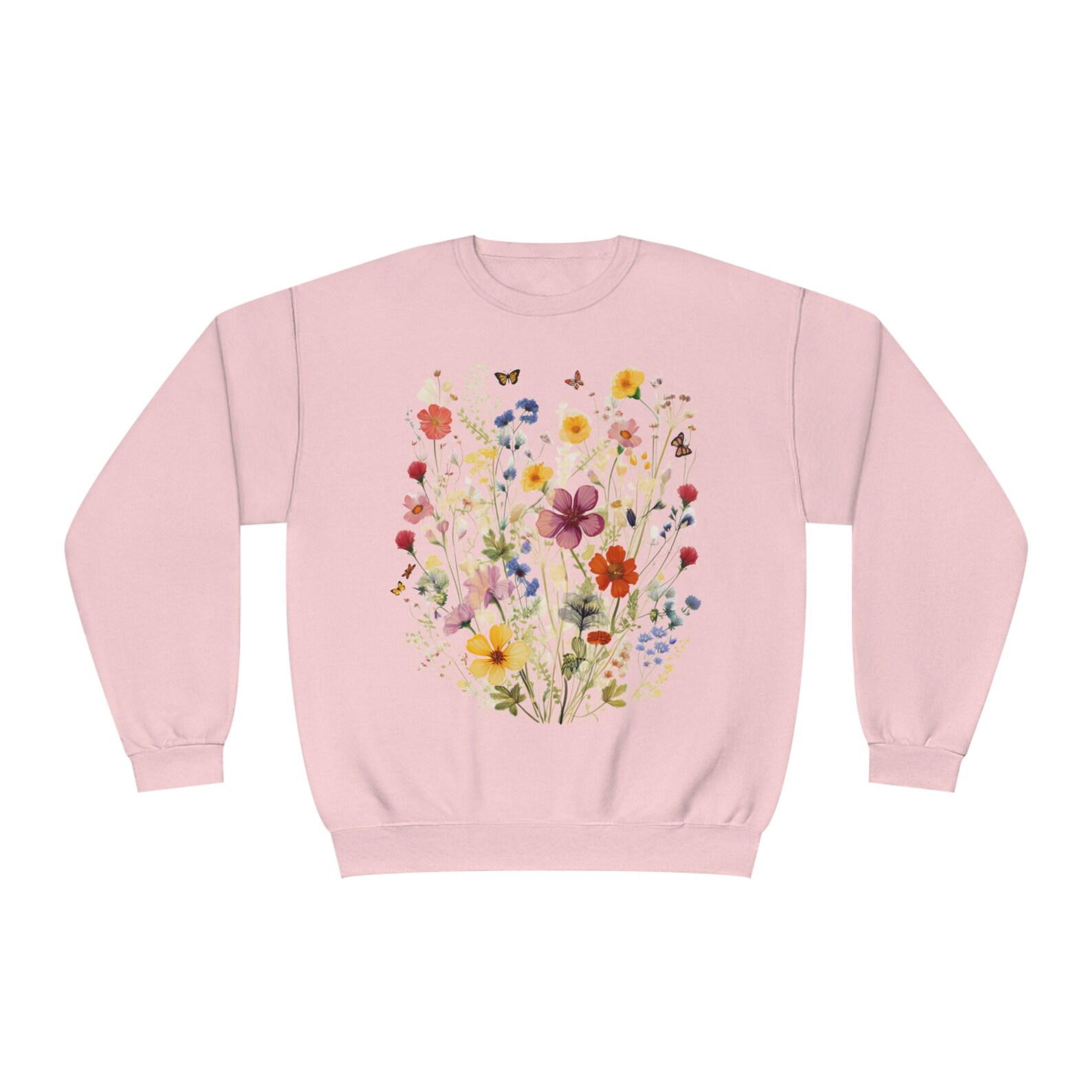 Vintage Pressed Flowers Sweatshirt, Boho Cottagecore Sweater, Pastel ...