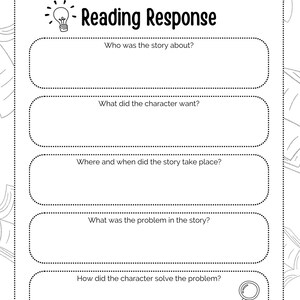 Reading Response Teacher Resource - Etsy