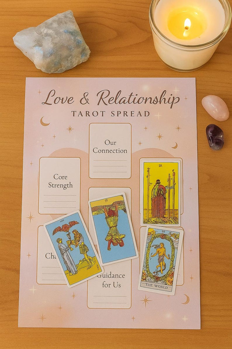 Love and Relationship Tarot Spread, Printable Digital Download, Self ...