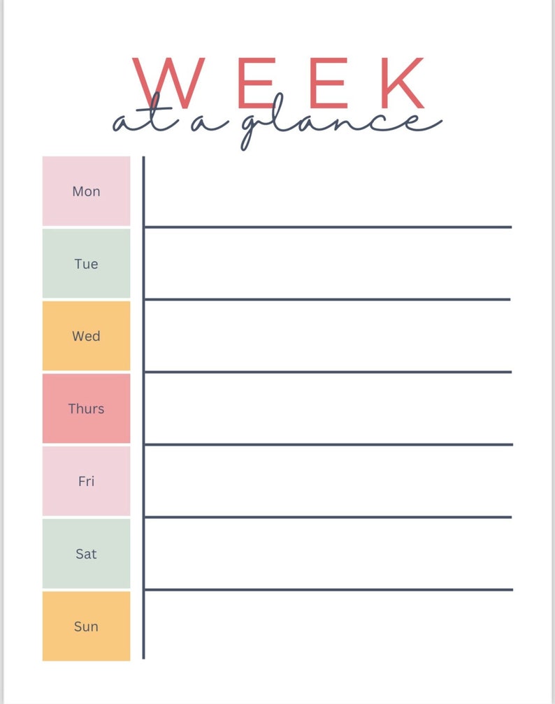 Week at a Glance Planner - Etsy