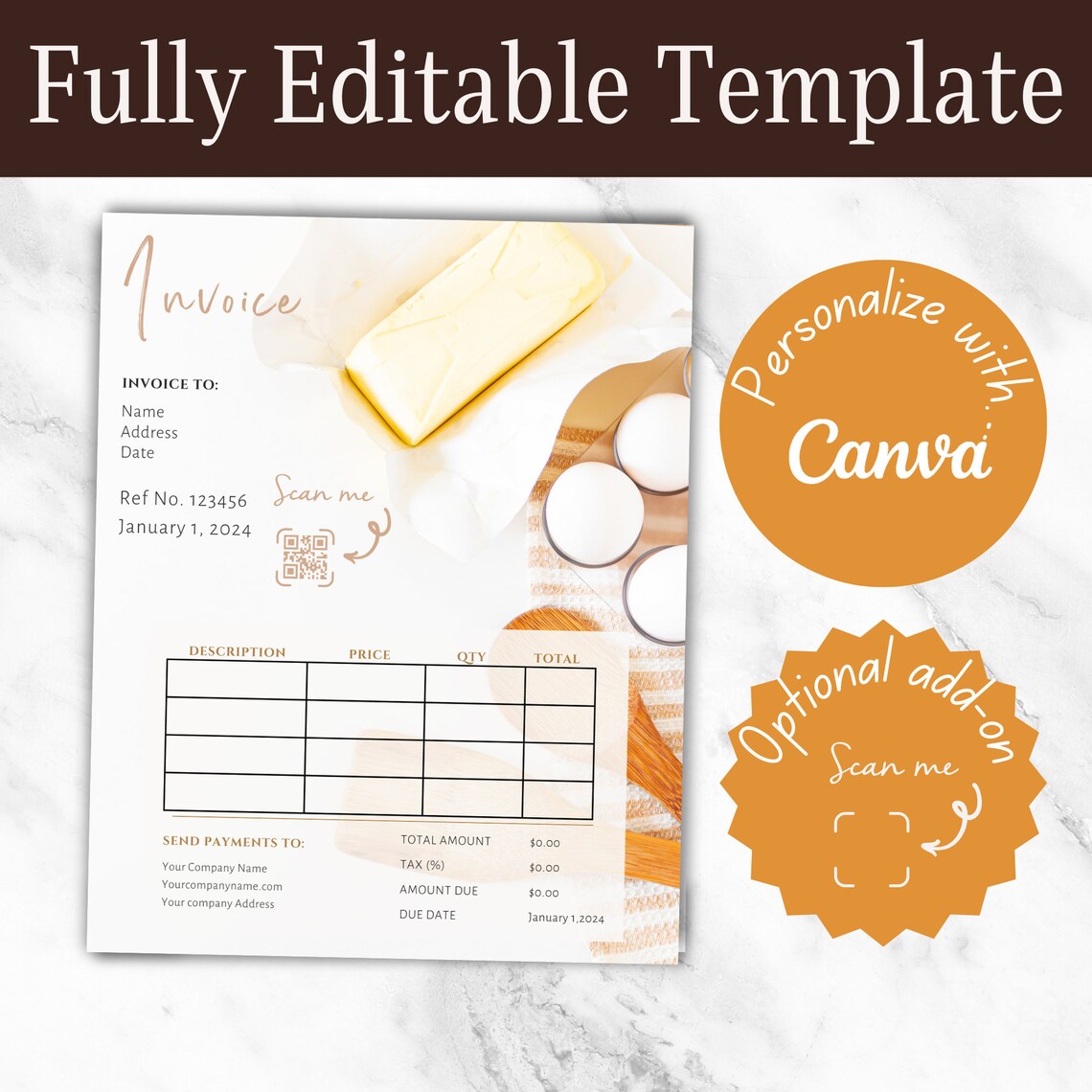 Bakery Invoice Template Editable, Small Business Custom Order Form ...