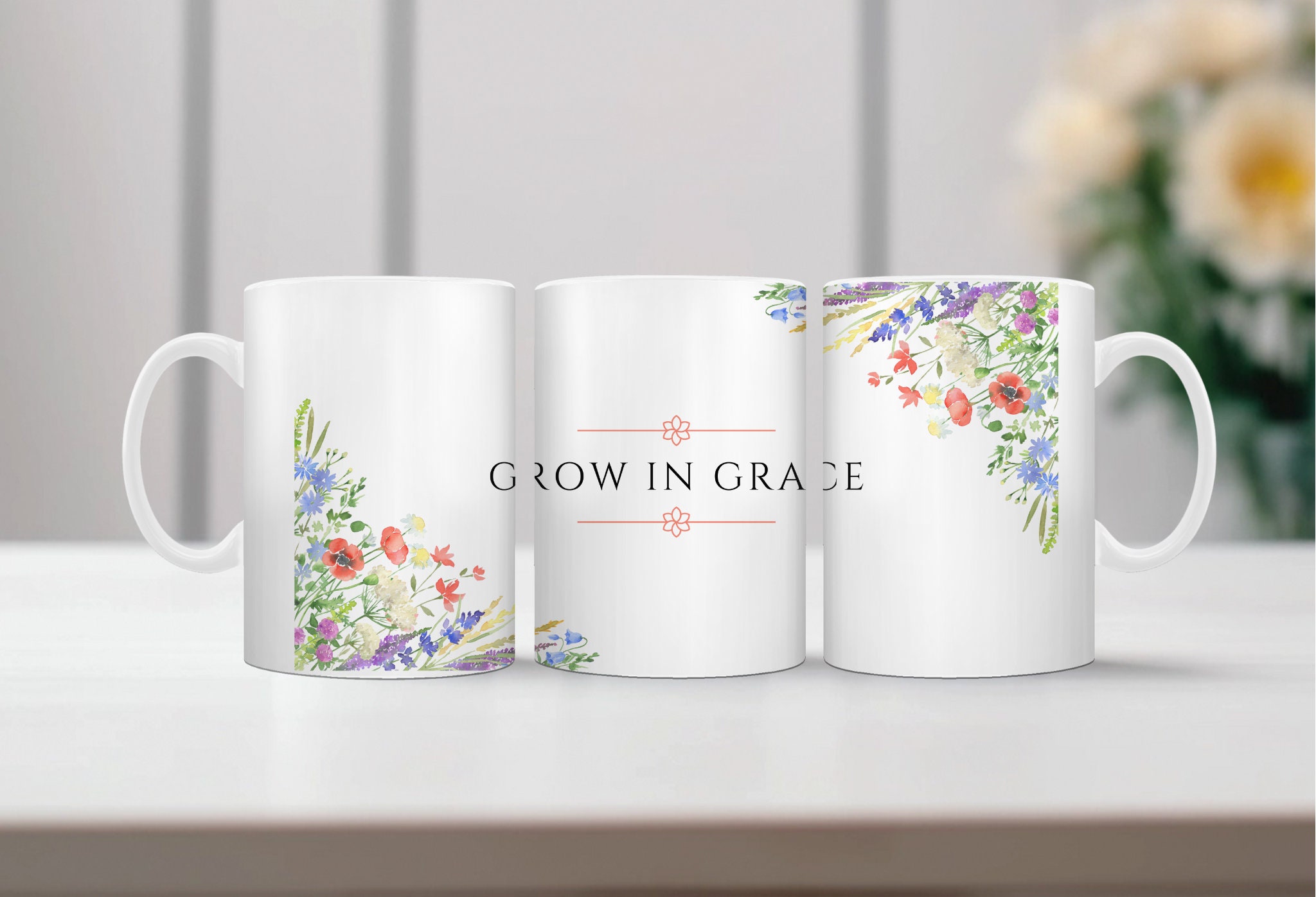 Floral Mug Religious Sublimation Design Daily Affirmation Cup ...