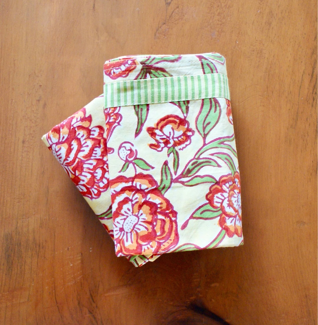 Standard Size Pair Block Print Pillow Cases, Organic Cotton, Bedroom ...