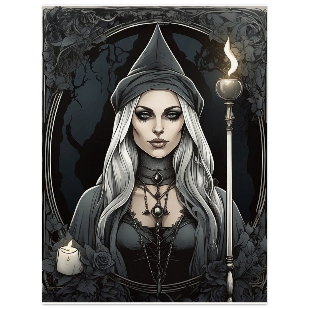 Veiled Night Witch Poster Print Enigmatic Gothic Art - Etsy