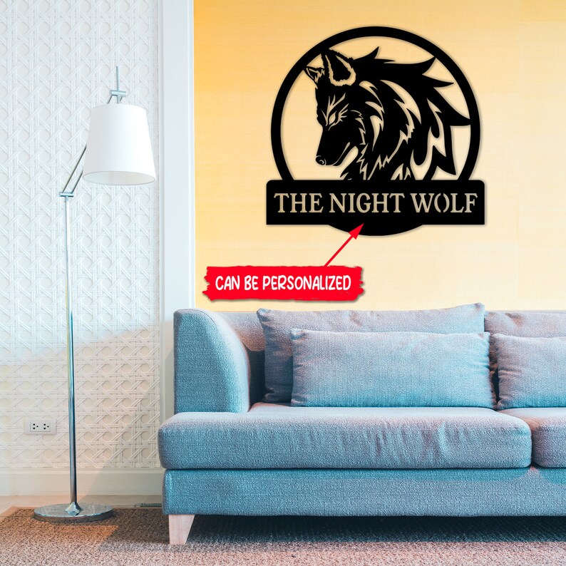 Personalized Wolf Welcome Sign, Custom Wolf Sign Decor, Monogram Wolf ...