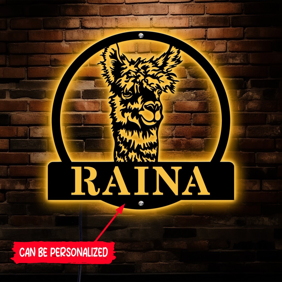 Personalized Llama Welcome Sign, Custom Llama Sign Decor, Llama Name ...