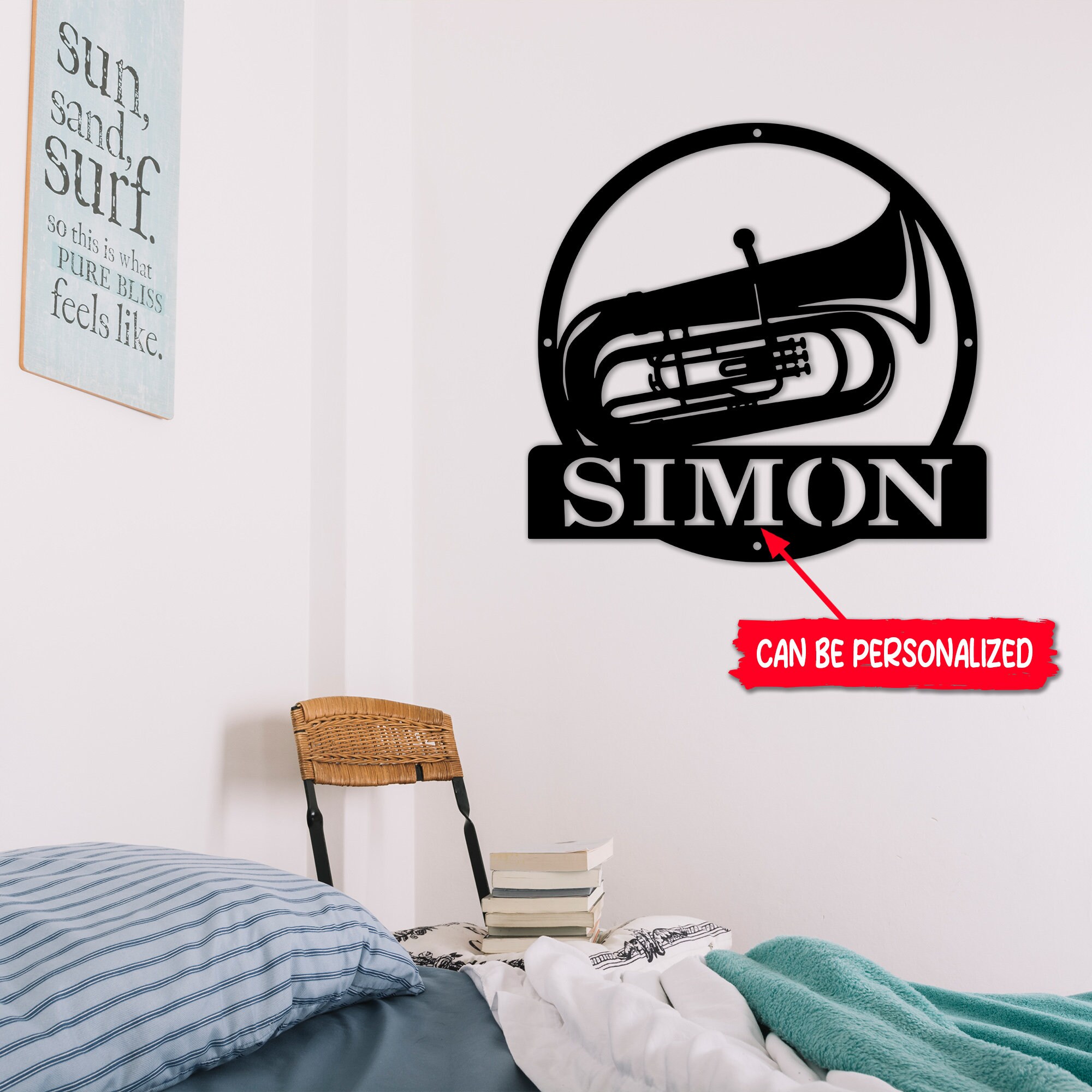 Personalized Tuba Welcome Sign, Custom Tuba Music Sign Decor, Monogram ...