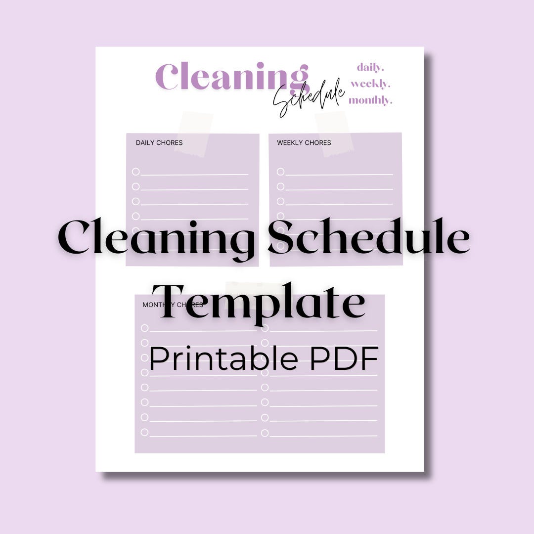 Cleaning Checklist Printable Cleaning Schedule Daily Weekly Monthly ...