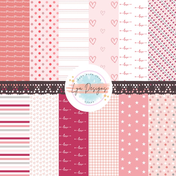 Digital Heart Papers - Etsy