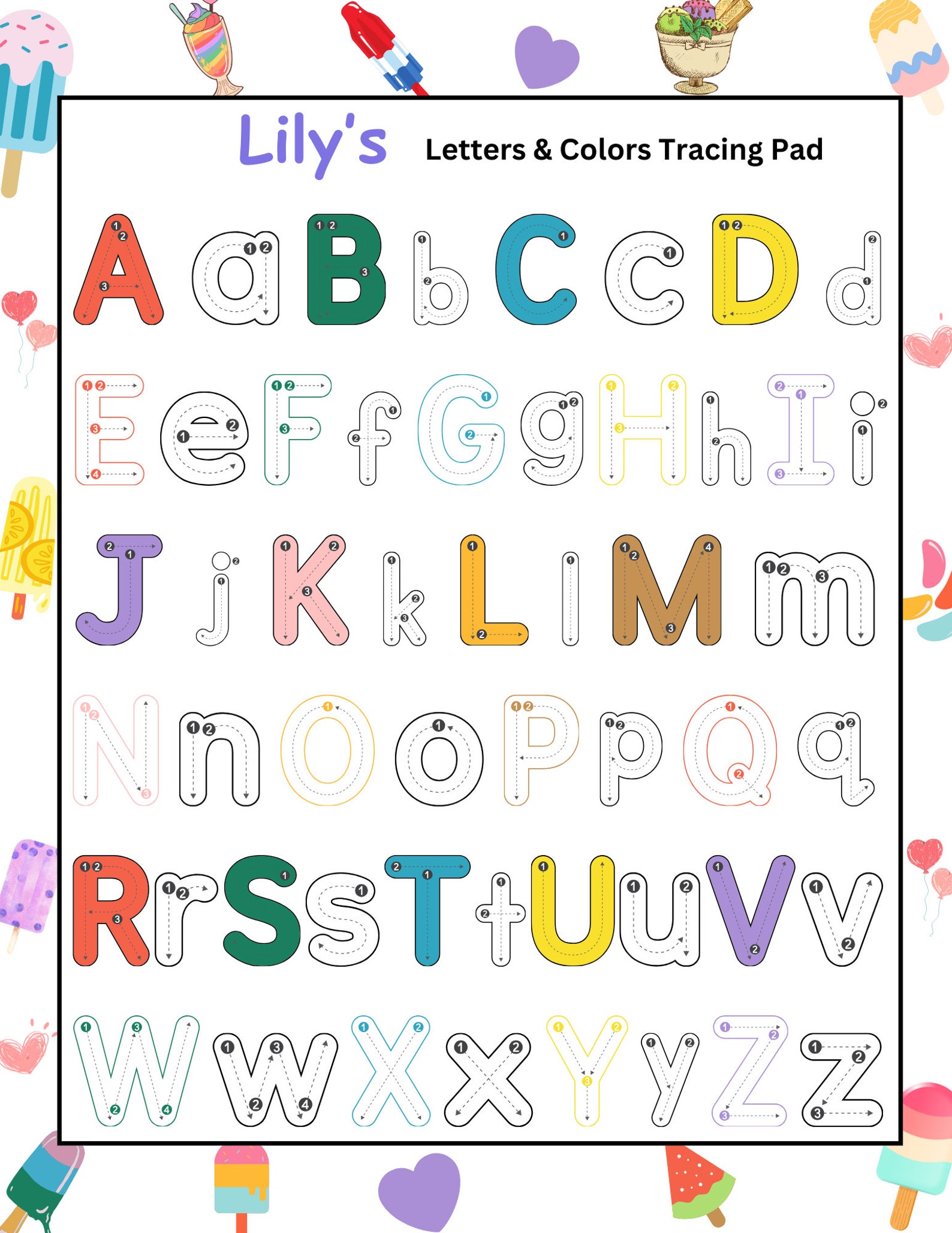Personalized Name and Alphabet Tracing Pad for Kids - Reusable ...