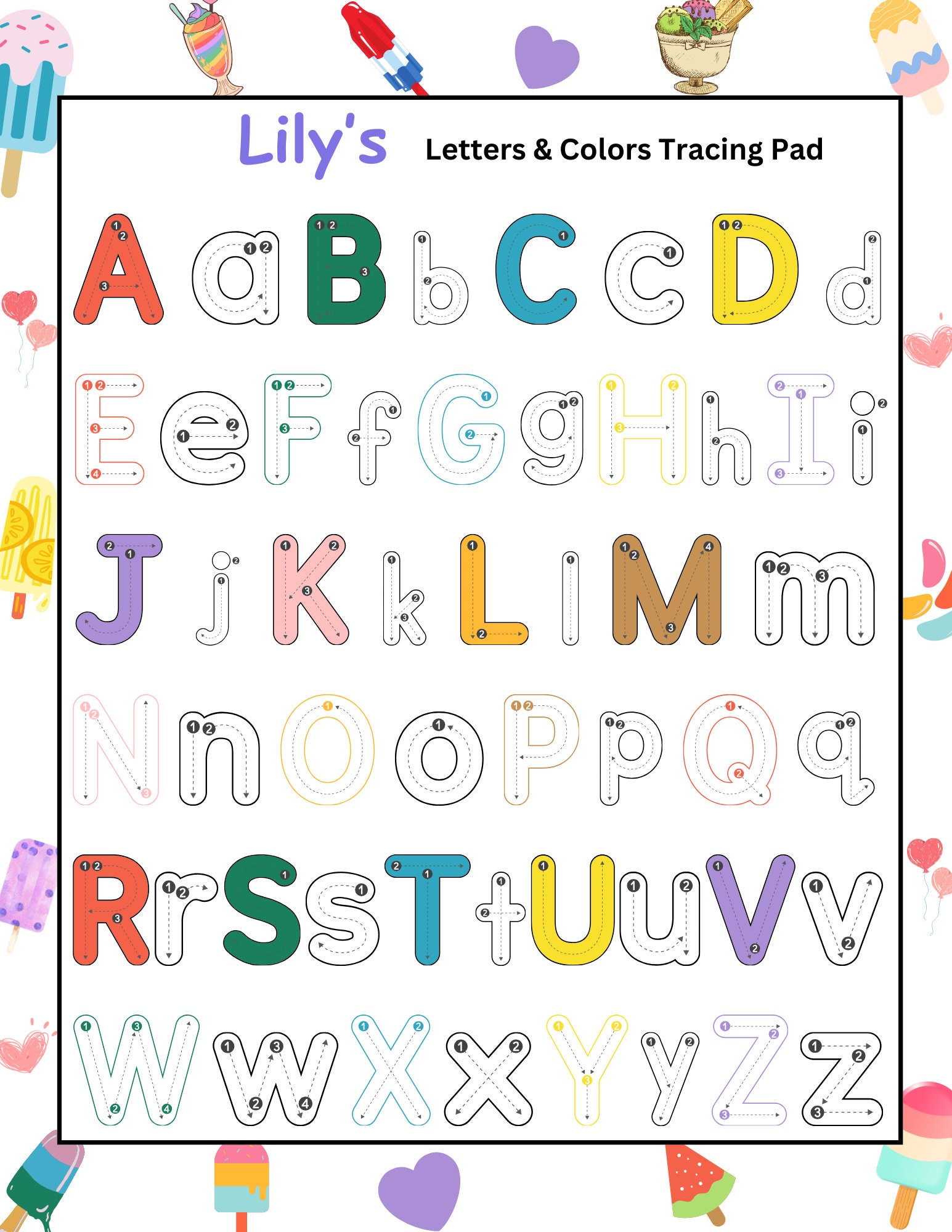 Personalized Name and Alphabet Tracing Pad for Kids - Reusable ...